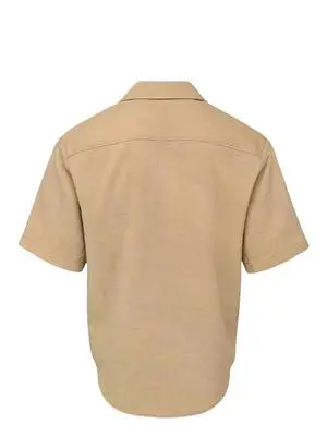 AMI Paris Logo-embroidered Camp-collar Shirt - Neutrals