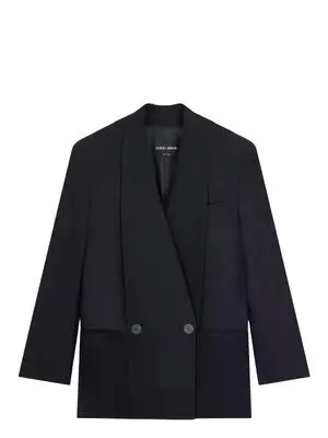 Giorgio Armani Pleated-back Double-breasted Blazer - Black