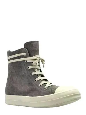 Rick Owens Round-toe High-top Sneakers Grey