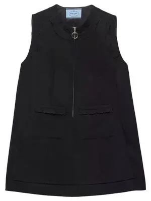 Prada Embroidered Natté Fabric Mini-dress - Black