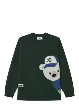 CHOCOOLATE Graphic-intarsia Crew-neck Sweater - Green