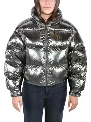 Michael Kors Metallic Nylon Ciré Puffer Jacket - Silver