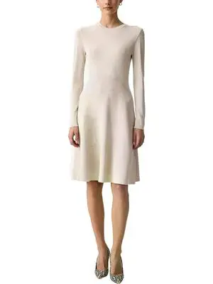 Armani Exchange Fine-knit Long-sleeve Midi Dress - Neutrals