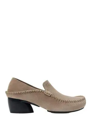 Loewe Oval Loafer In Suede Calfskin - Hazelnut
