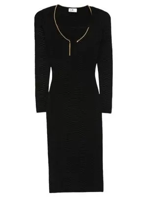 Elisabetta Franchi Chain-detail Tassel Midi Dress - Black