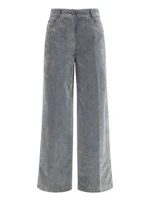 FORTE_FORTE Flocked Wide-leg Jeans - Grey