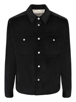 LARDINI Long Sleeved Snapped Corduroy Overshirt - Black