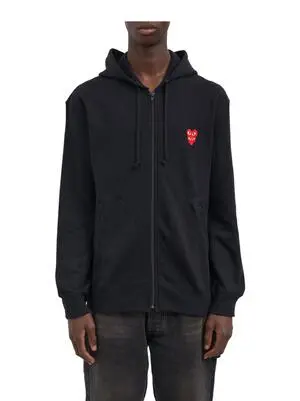 Play Comme Des Garcon Logo Zip-up Hoodie - Black
