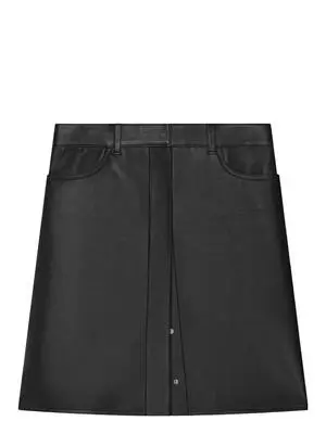 COURREGES Leather Snap-button Mini Skirt - Black