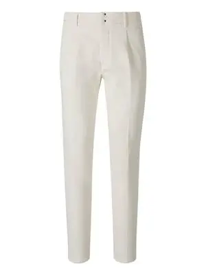 Incotex Pleated Straight-leg Trousers Ivory White