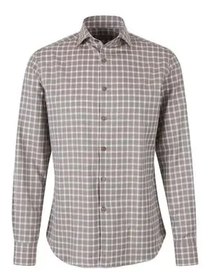 Canali Cotton Plaid Shirt - Grey