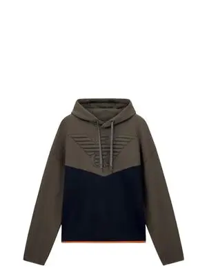Emporio Armani Logo-embroidered Colour-block Hoodie - No