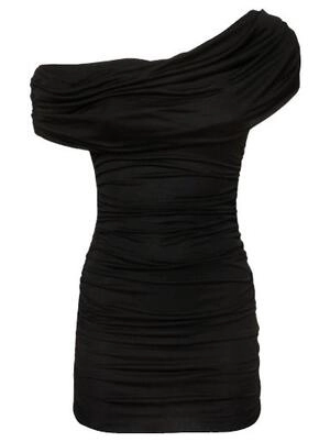 Blumarine Draped Jersey Sablé Dress - Black