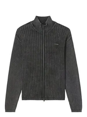 Izzue Ribbed-knit Zip-up Sweater - Grey