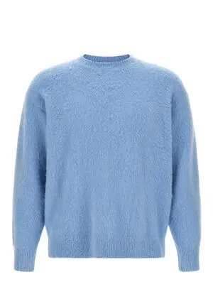 ROBERTO COLLINA Crew Neck Fluffy Knit Sweater - Light Blue