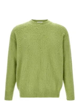 ROBERTO COLLINA Crew Neck Fluffy Knit Sweater - Green
