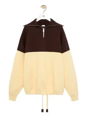 Loewe Anagram-embroidered Colour-block Sweater - Brown/yellow