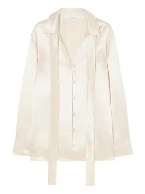 MARINA RINALDI Satin Neck-tie Shirt