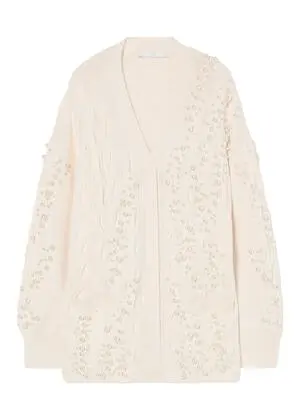 Marina Rinaldi Virgin Wool-blend Cardigan - Ivory