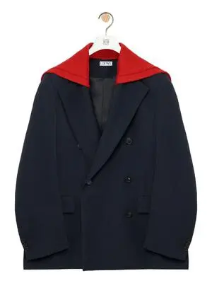 Loewe Double-breasted Knitted-collar Blazer - Deep Navy Blue