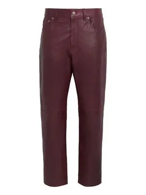 Polo Ralph Lauren Straight Leather Trousers - Red