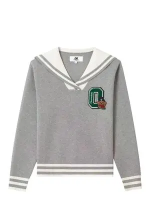 CHOCOOLATE Logo-patch Sailor-collar Sweater Grey