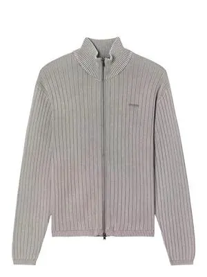 Izzue Ribbed-knit Zip-up Cardigan - Grey