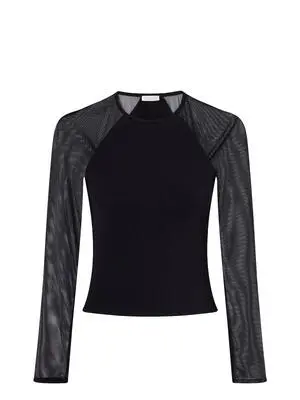 ERES Marita Mesh-trimmed Stretch-modal And Silk-blend Top - Black