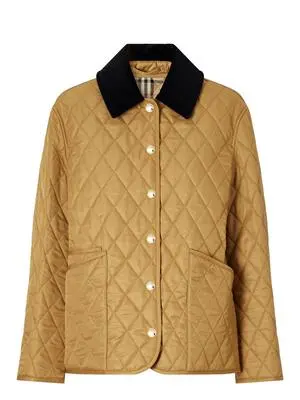 Burberry Corduroy-trimmed Quilted Shell Jacket - Brown