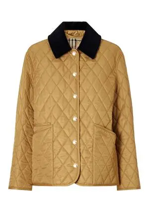 Burberry Corduroy-trimmed Quilted Shell Jacket - Camel