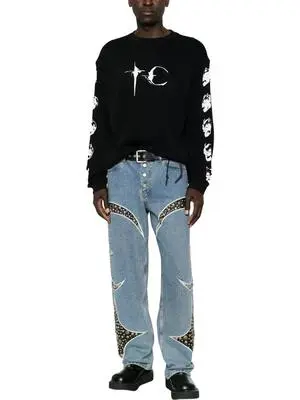 THUG CLUB Studded Straight-leg Jeans - Blue