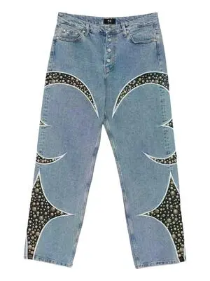 THUG CLUB Studded Straight-leg Jeans - Blue