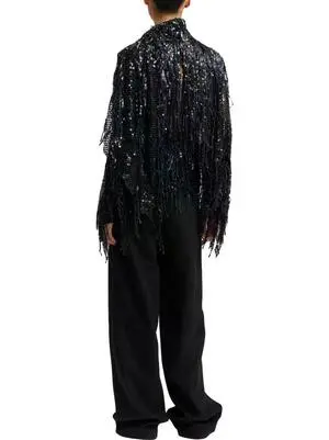 16Arlington Auro Fringe-sequin Top Black
