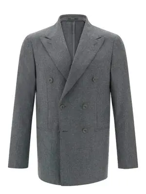 Boggi Milano Double-breasted Wool Flannel Blazer - Grey