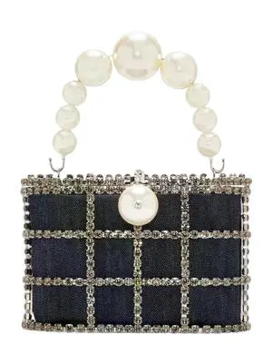 Rosantica Holli Crystal-caged Denim Mini Bag - Blue