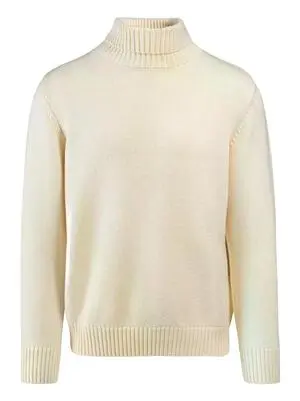 Add Ribbed-trim Turtleneck Sweater - Neutrals