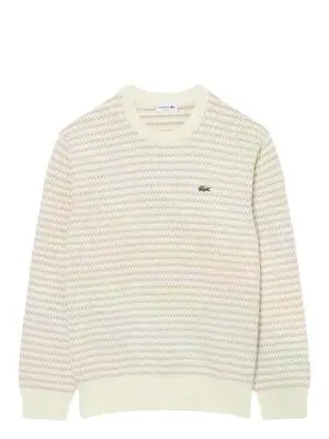 Lacoste Logo-patch Textured-knit Sweater - Neutrals