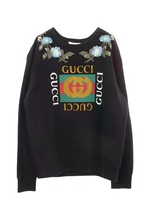 Gucci 2010s Embroidered Logo-print Sweatshirt - Black