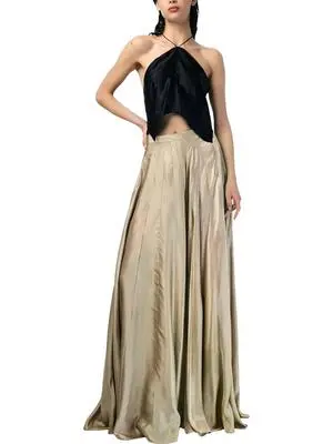 ANDRA ANDREESCU Vesper Silk Halterneck Top - Neutrals