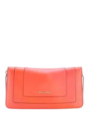 BVLGARI Serpenti Forever Chain Clutch Leather Shoulder Bag - Red