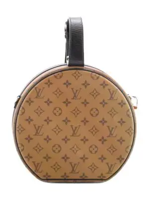 LOUIS VUITTON Petite Boite Chapeau Bag Reverse Monogram Canvas And Leopard Printed Leather Shoulder Bag