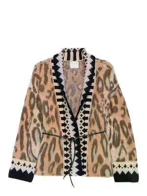 FORTE_FORTE Leopard-print Belted Cardigan