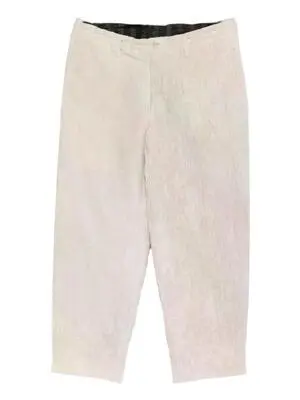Yohji Yamamoto Raw Linen-velvet Side-pocket Trousers - Neutrals