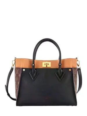 LOUIS VUITTON On My Side Leather With Monogram Canvas Mm Tote Bag - Black