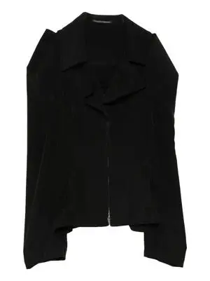 Yohji Yamamoto Crepe De Chine O Shoulder Jacket - Black