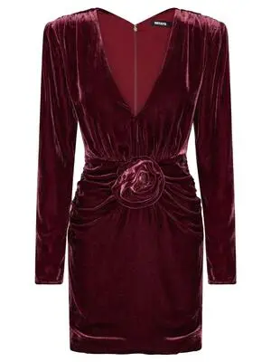 ROTATE BY BIRGER CHRISTENSEN Ruched Rose Mini Dress - Red
