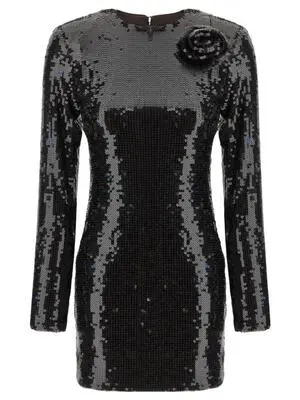 ROTATE BY BIRGER CHRISTENSEN Sequin Flower Mini Dress - Black