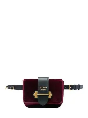 Prada 2013-2026 Velvet Cahier Convertible Belt Bag Red