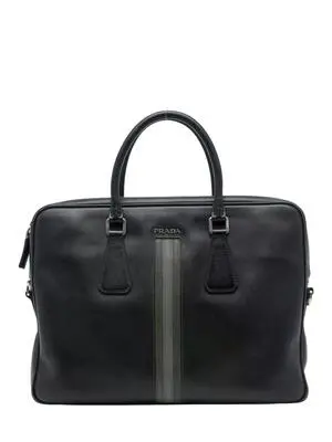 PRADA 2000-2013 Saffiano Striped Business Bag
