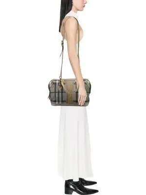 Burberry 2000-2017 Smoke Check Coated Canvas Gilmoure Satchel - Grey